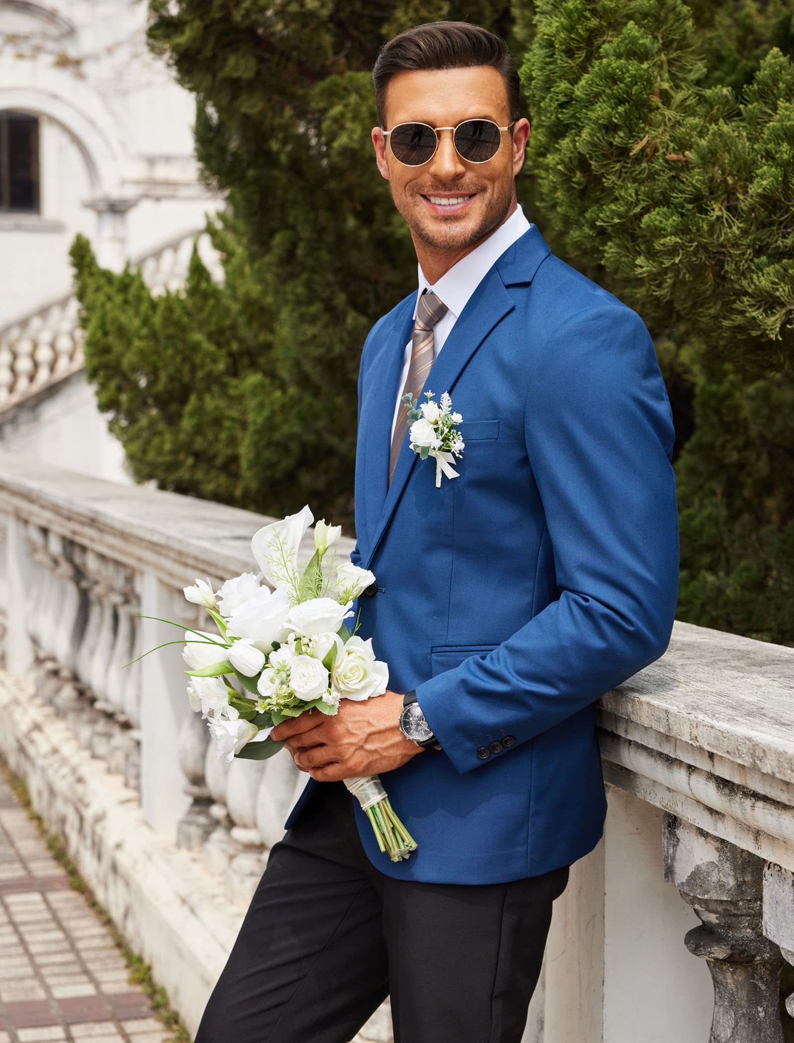 COOFANDY Mens Casual Blazer Fashion Sport Coats Slim Fit Business Suit Jacket Formal Blazer (Blue XXL)