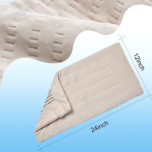 Ariliya Heating Pad for Back Pain & Cramps Relief- XL Electric Heating pad 4 Heat Settings 2h Auto-Off 12 x 24 Heated Pad, Beige-Beige