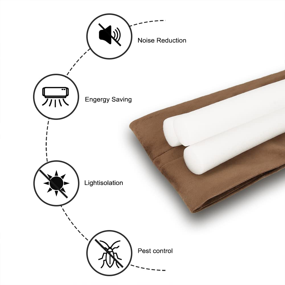 2 Pack Under Door Draft Stopper Door Noise Blocker Door Air Blocker for Noise Light Smell Stopper Length Adjustable 30 to 36 inches Saving Energy Under Door Guard(Brown)