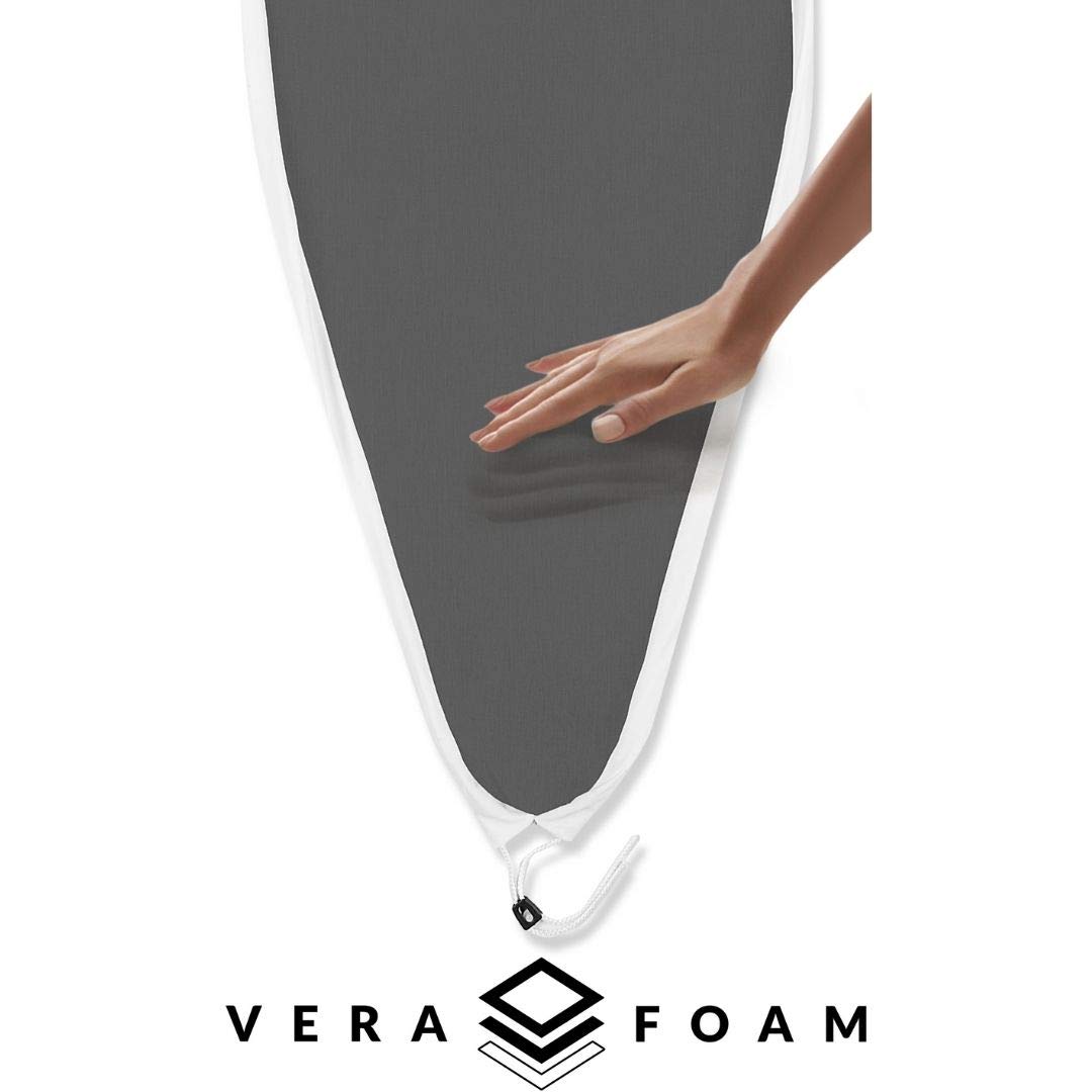 Reliable 220IB Home Ironing Board - Made In Italy Portable Ironing Board with Vera Foam Memory Foam Cover Pad and Conex Heat Resistant Zone, 7 Step Height Adjustment, Strong Iron Rest and Laundry Rack