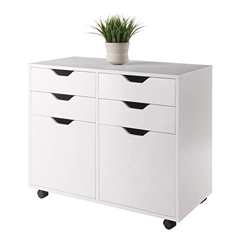 Winsome Halifax Storage Mobile Cabinets, 2 Doors, 4 Drawers, for Home Office, White