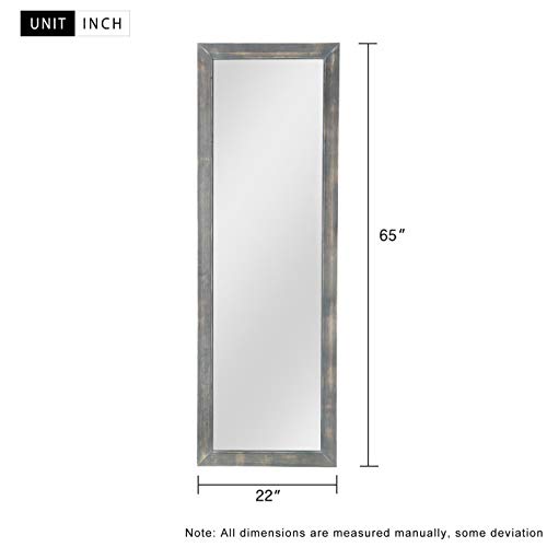 Elevens Traditional Full Length Floor Mirror 65"x22" Rustic Tall Floor Mirror Wall Mirror Standing or Leaning Against Wall for Bedroom, Dressing and Wall-Mounted - Gray