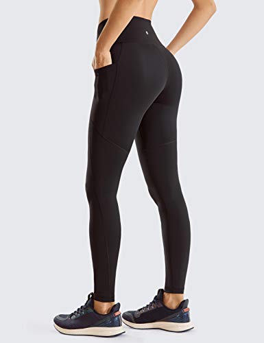 CRZ YOGA Women's Naked Feeling Workout Leggings 28 Inches - High Waisted with Pockets Tummy Control Leggings Black Medium