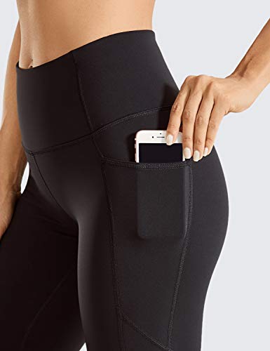 CRZ YOGA Women's Naked Feeling Workout Leggings 28 Inches - High Waisted with Pockets Tummy Control Leggings Black Medium