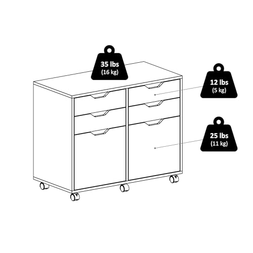 Winsome Halifax Storage Mobile Cabinets, 2 Doors, 4 Drawers, for Home Office, White