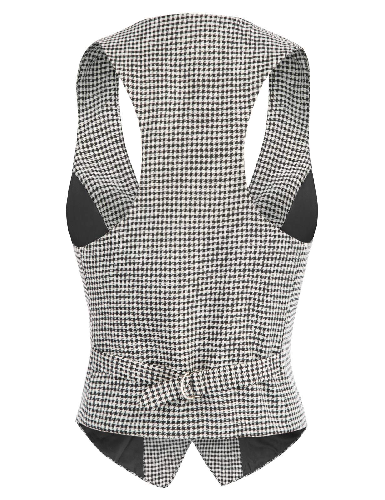 GRACE KARIN Women's Outerwear Vests Fully Lined Blazer Dressy Vest Coat for Work(S, Black-White Plaid)