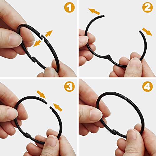 Shower Curtain Hooks Rings,24 Pcs Rustproof Metal Shower Hooks for Shower Curtain,Glide Smoothly Round Shower Rings for Curtain,Shower Curtain Rings for Bathroom Shower Rod,Snap Joint Design (Black)