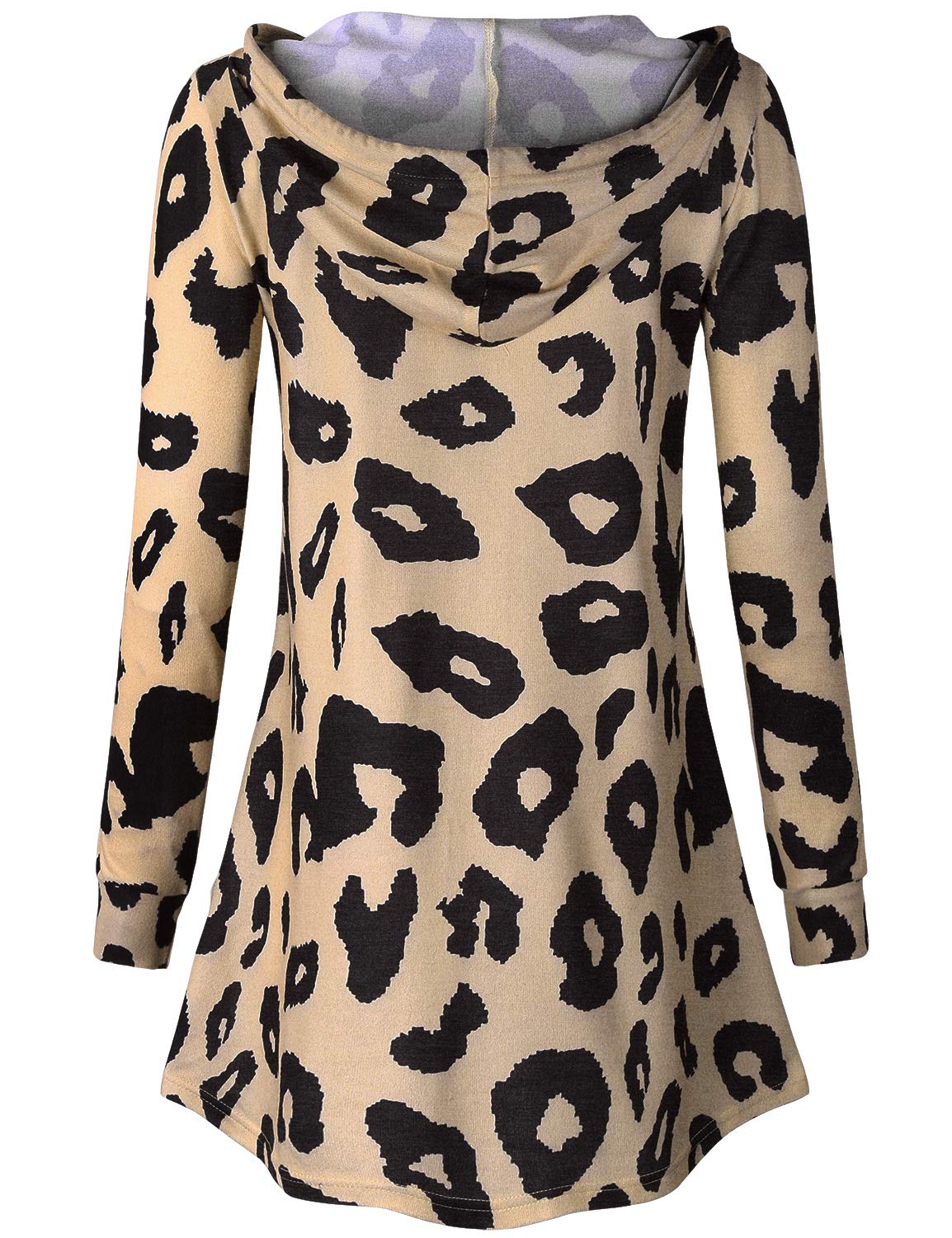 Miusey Leopard Sweatshirt, Misses Unique Long Hoodies with Double Pockets Nice Lightweight Zipper Jacket Pretty Tunics Cool Modern Animal Party Club Bar Disco Wear Leopard S