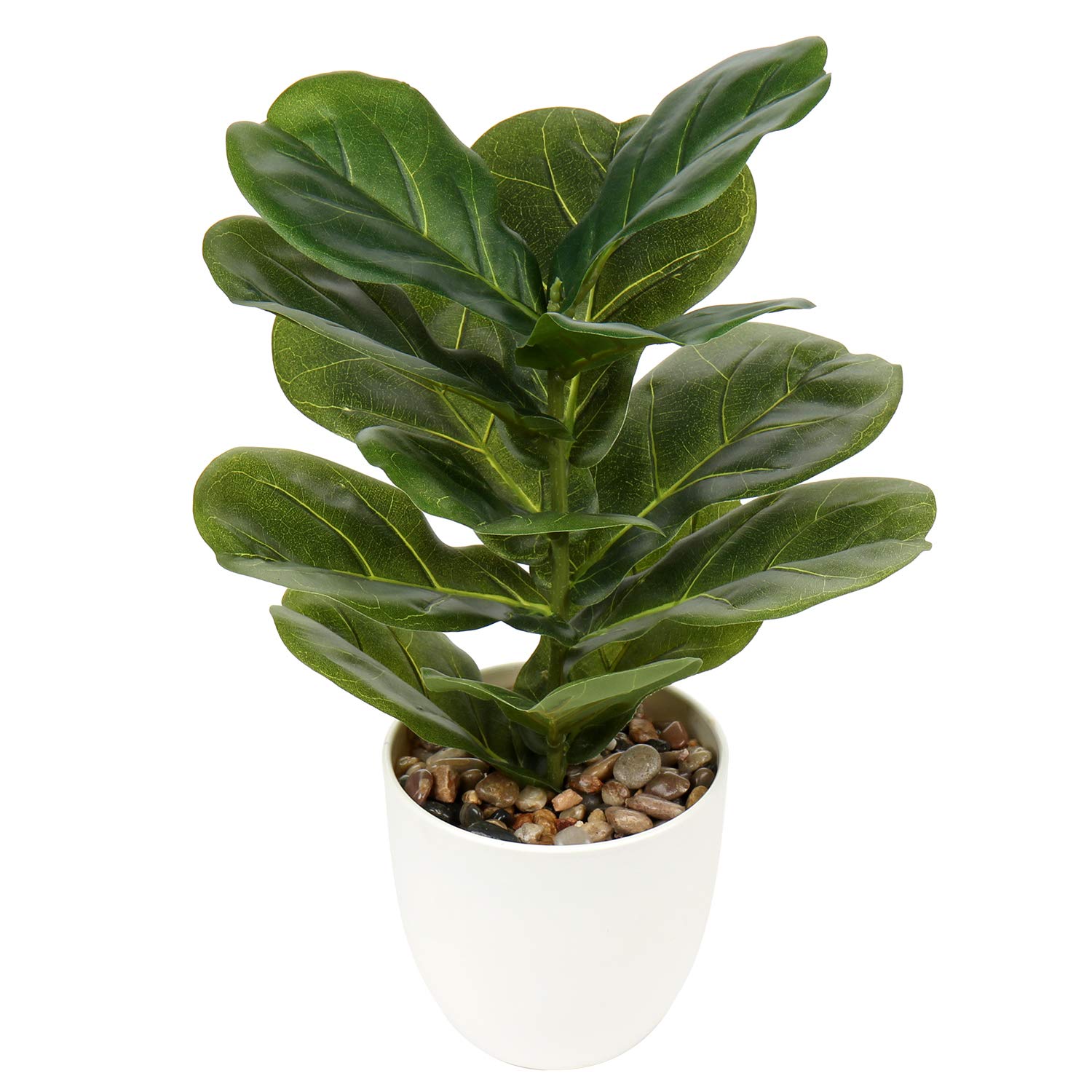 Briful 18 Inch Artificial Plants Realistic Fake Fiddle Leaf Fig Plant Faux Ficus Lyrata Plant Potted Fake Plant in White Pot for Living Room Home Indoor Decor