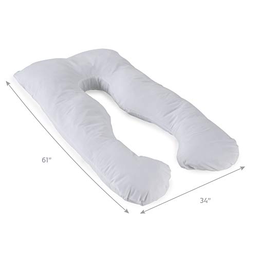 Contours Soulmate Cooling Pregnancy Body Pillow for Adults with Moisture Wicking U-Shaped Design for Side Sleeping, Maternity and Breastfeeding Support, Lounger for Back, Hip, Leg & Belly Pain - White