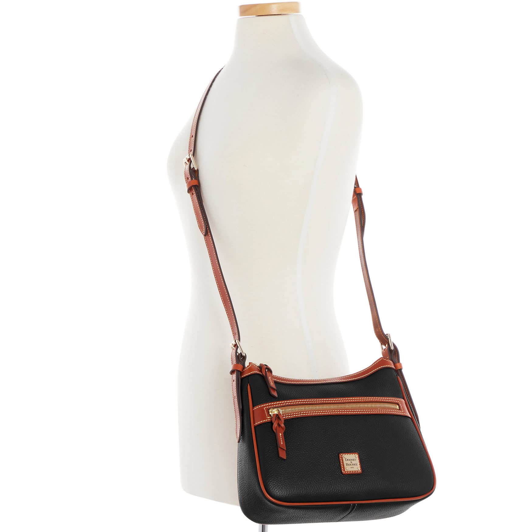 Dooney & Bourke Women's Presley Crossbody in Pebble Grain Leather, Medium Sized Handbag with Adjustable Shoulder Strap, Black