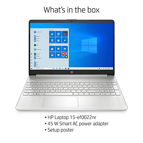 HP 15-inch HD Laptop, AMD Ryzen 7 3700U Processor, 8 GB RAM, 256 GB SSD, Windows 10 Home (15-ef0022nr, Natural Silver) (Renewed)