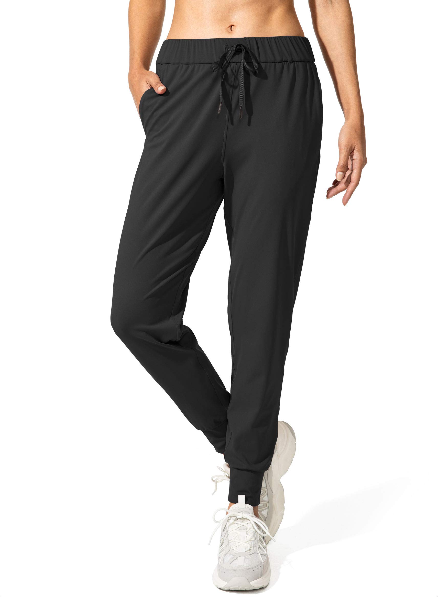 SANTINY Women's Joggers Pants Pockets Drawstring Running Sweatpants for Women Lounge Workout Jogging(Black_M)