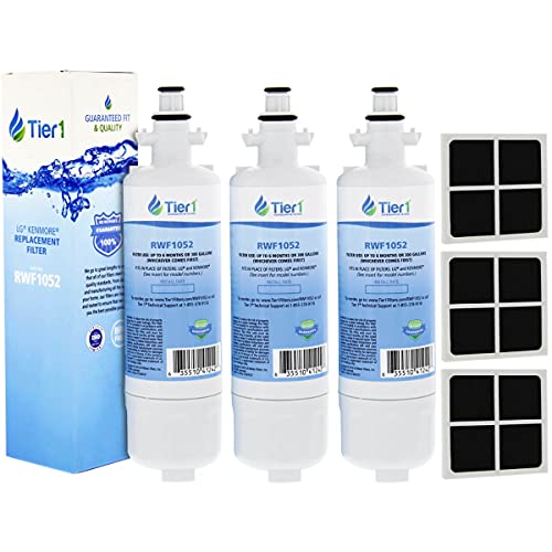 Tier1 ADQ36006101 Refrigerator Water & Air Filter Combo 3-pk | Replacement for LG LT700P, ADQ36006102, Kenmore 46-9690, 469690, ADQ36006101-S, RFC1200A, WSL-3, FML-3, LT120F, Fridge Filter