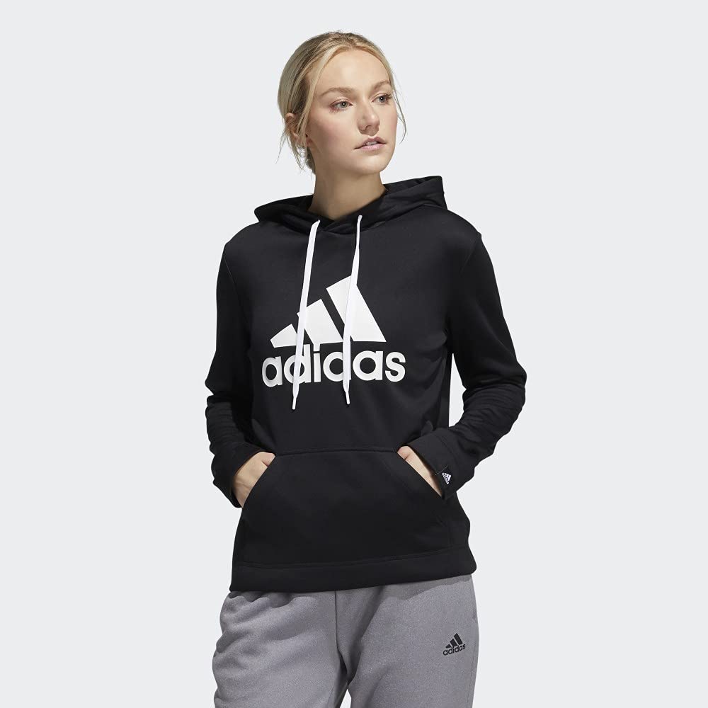 adidas Women's Game and Go Big Logo Hoodie, Black/Chalk White, X-Small