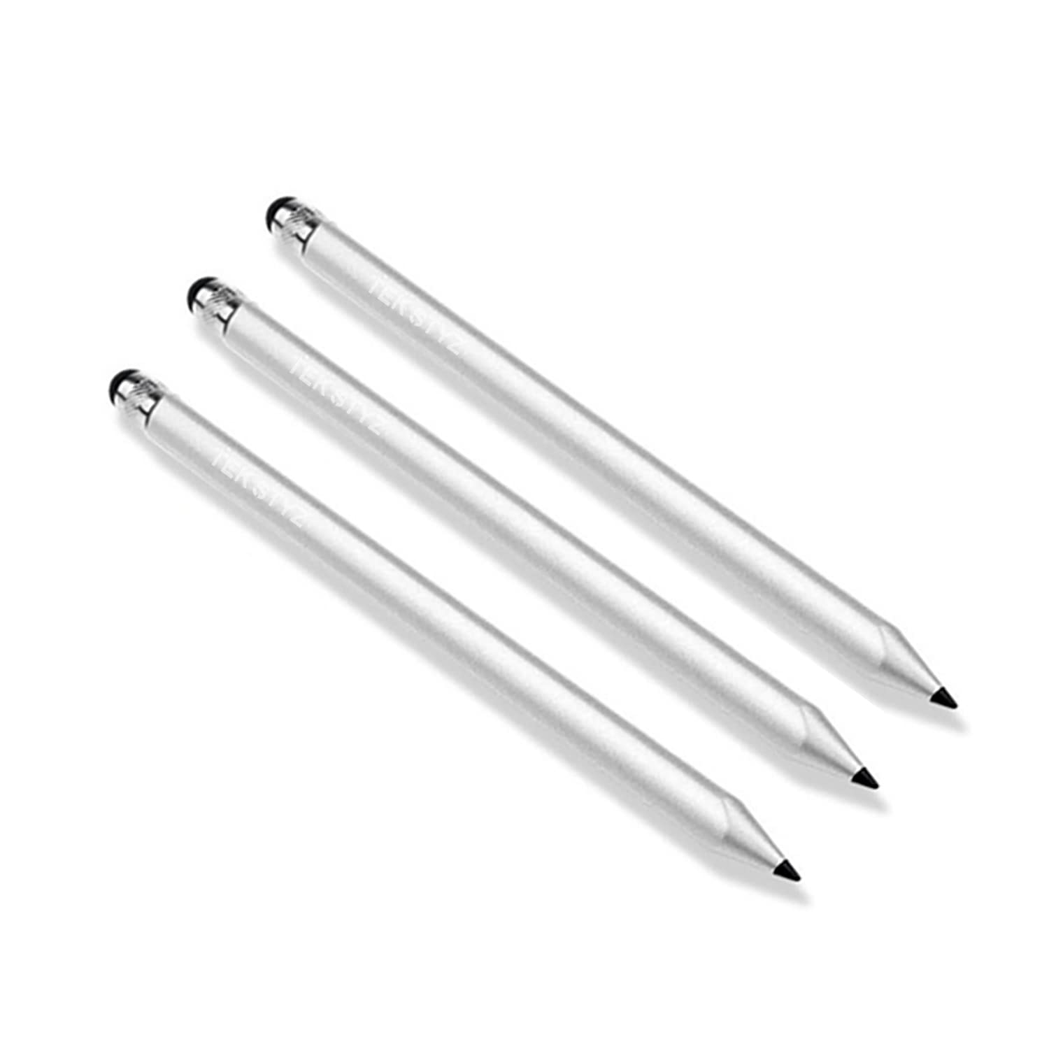 Tek Styz Pro Stylus Capacitive Pen Works for Bose SoundSport Free with Upgraded Custom High Precision Touch Full Size 3 Pack! (Silver)