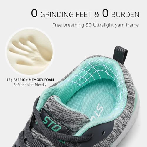 STQ Walking Shoes for Womens Lightweight Comfortable Casual Sports Shoes Athletic Sneakers Grey/Green 6