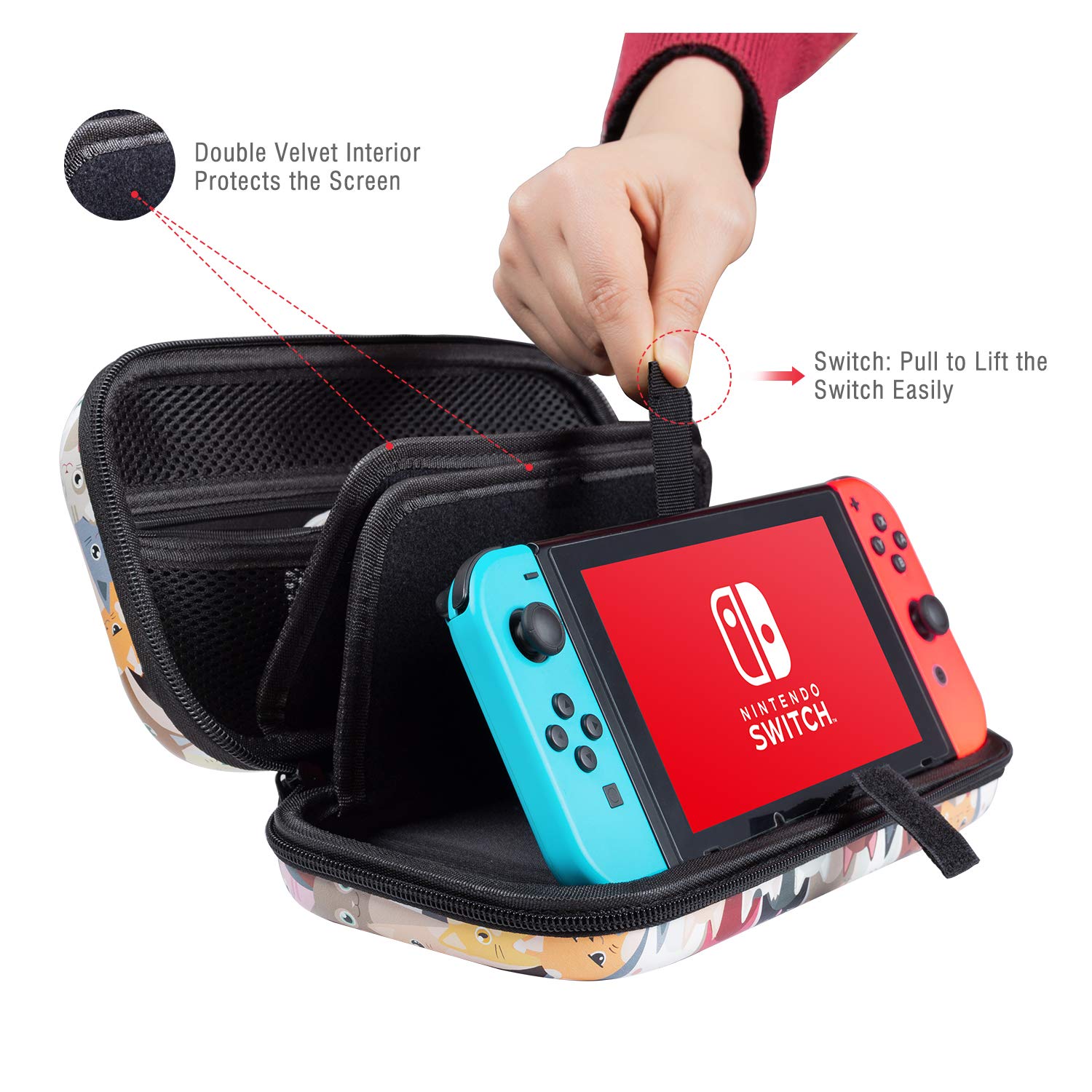 Lokigo Carry Case Compatible for Nintendo Switch/Switch OLED, Protective Travel Switch Carrying Case for Boys Girls with 16 Game Card Slots for Console & Accessories, Sunflower