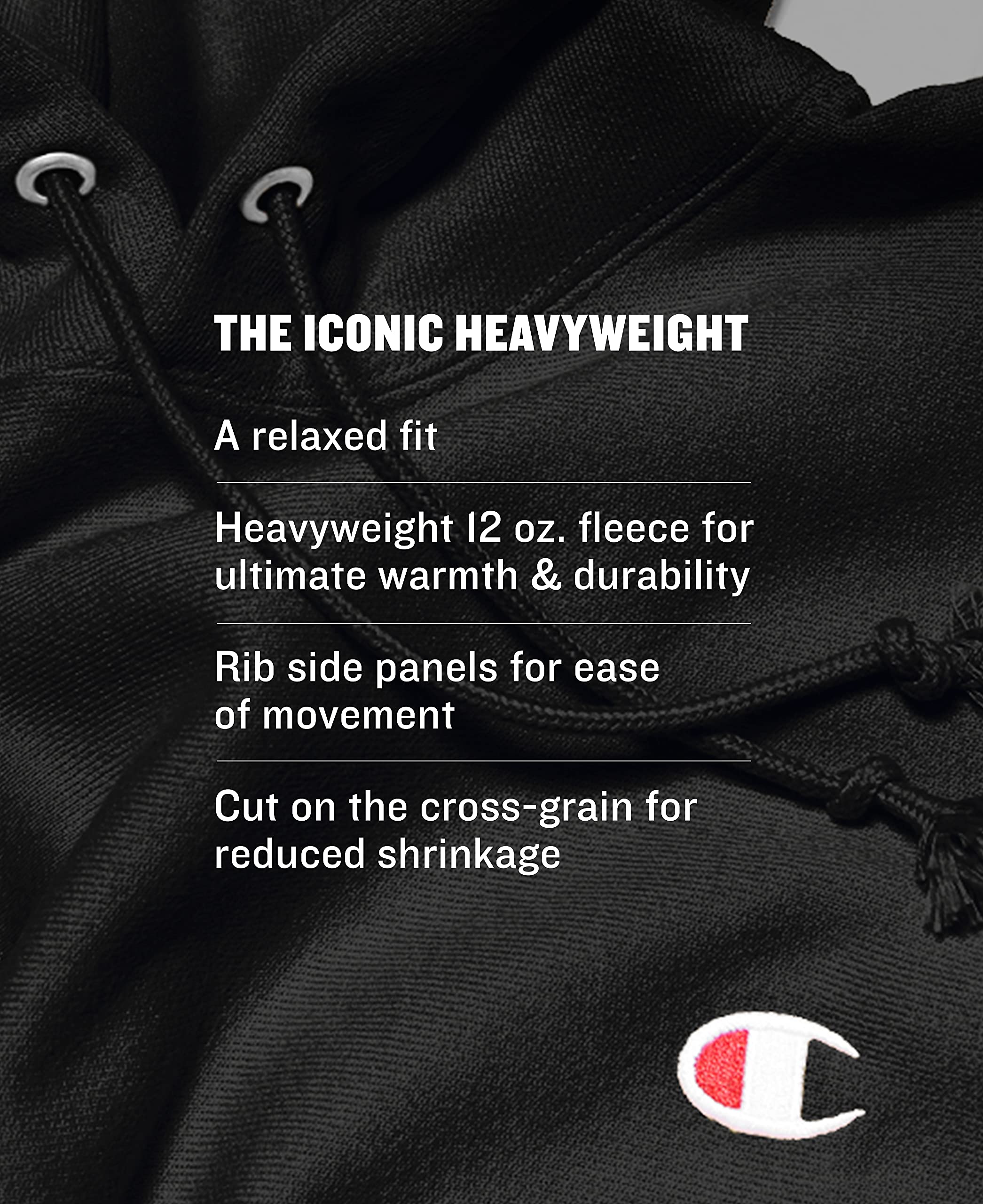 Champion Plus Size Reverse Weave Crewneck, Pullover Sweatshirts for Women, Black Left Chest C, 1X