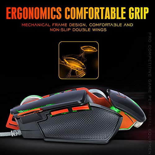 Shenligod Gaming Mouse Wired [3200 DPI] [Programmable] [Breathing Light] Ergonomic Game USB Computer Mice RGB Gamer Desktop Laptop PC Gaming Mouse,8 Buttons forWindows PC Gamers
