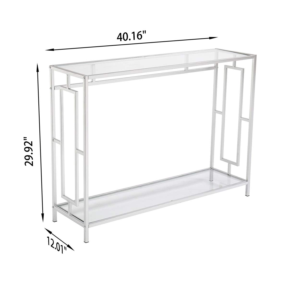 SSLine Toughened Glass Console Table,Clear Glass Accent Console Sofa Table,Entry Tables with Shelf for Hallway, Sofa Living Room,Narrow Spaces
