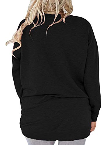 ROSRISS Plus Size Sweatshirts for Women 3X Long Sleeve V Neck T Shirts Black 22W