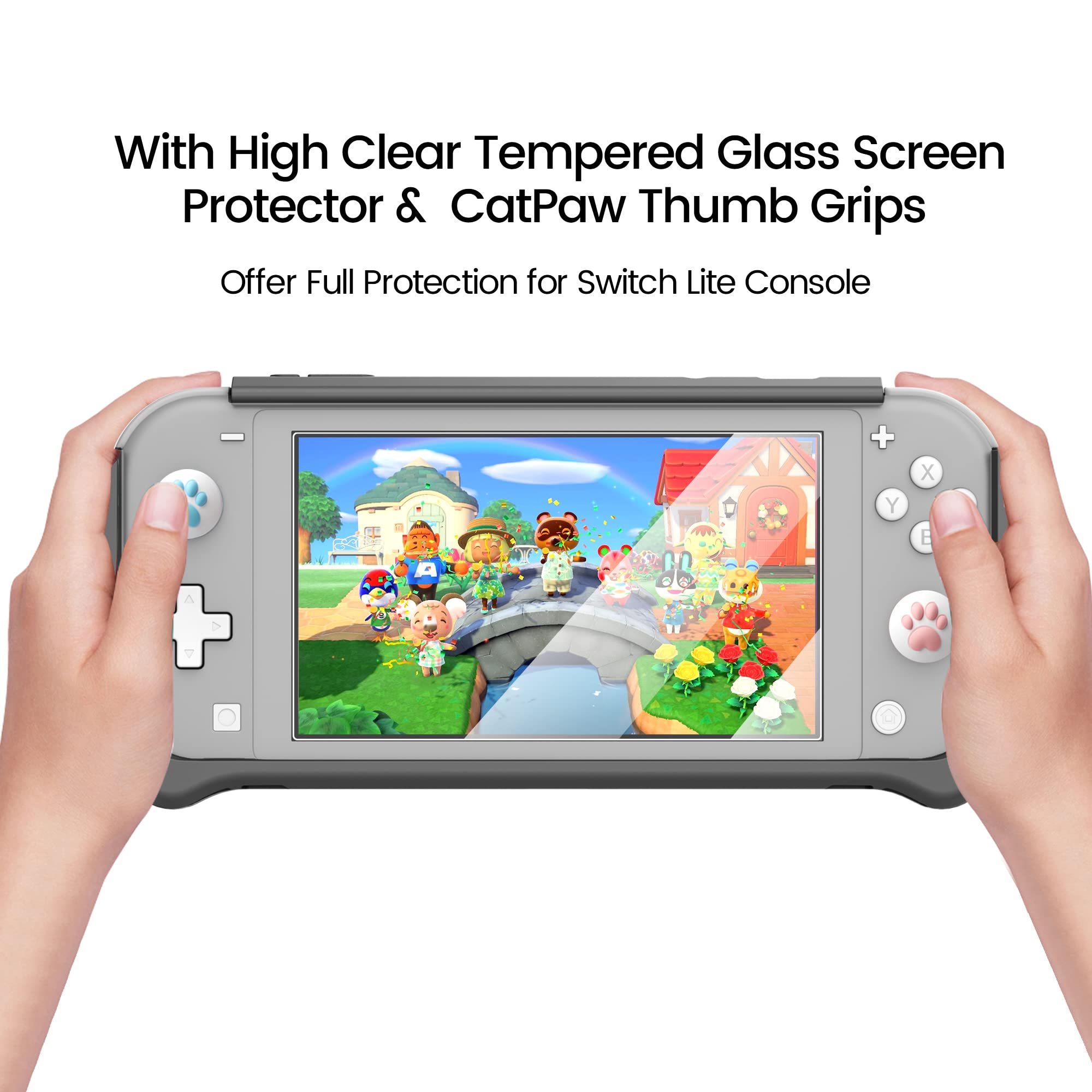 Switch Lite Protective Case for Nintendo Daily Gift (Ergonomic /Sturdy /Full Protection) Gift Idea Family Happy Hours Gray