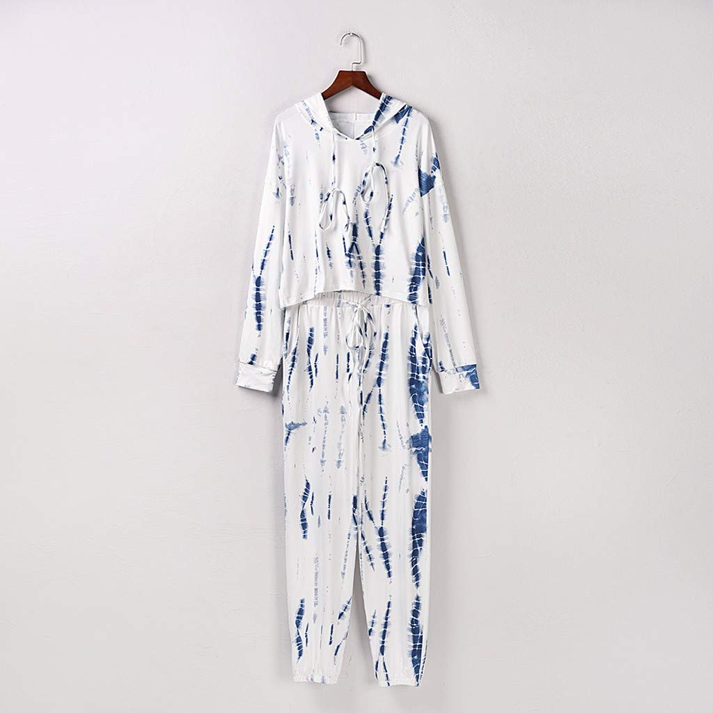 VEZAD Women Tie Dye Sweatsuit Tracksuit Long Sleeve Pullover Sweatpants 2 Pcs Lounge Jogger Set