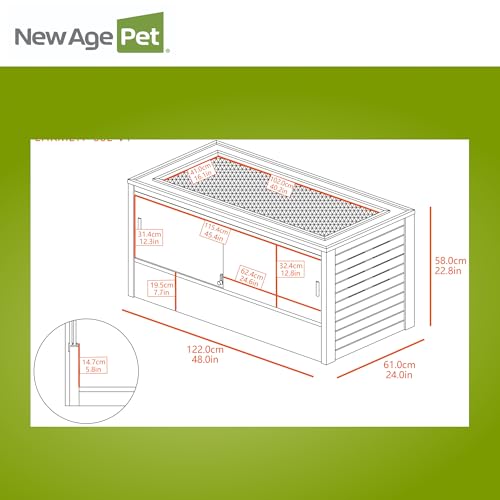 New Age Pet ECOFLEX 48-Inch Mojave Reptile Lounge in Grey- Durable Wood Plastic Composite Habitat with Vented Side Panels, Removable Sliding Glass Doors & Lock, Easy Assembly