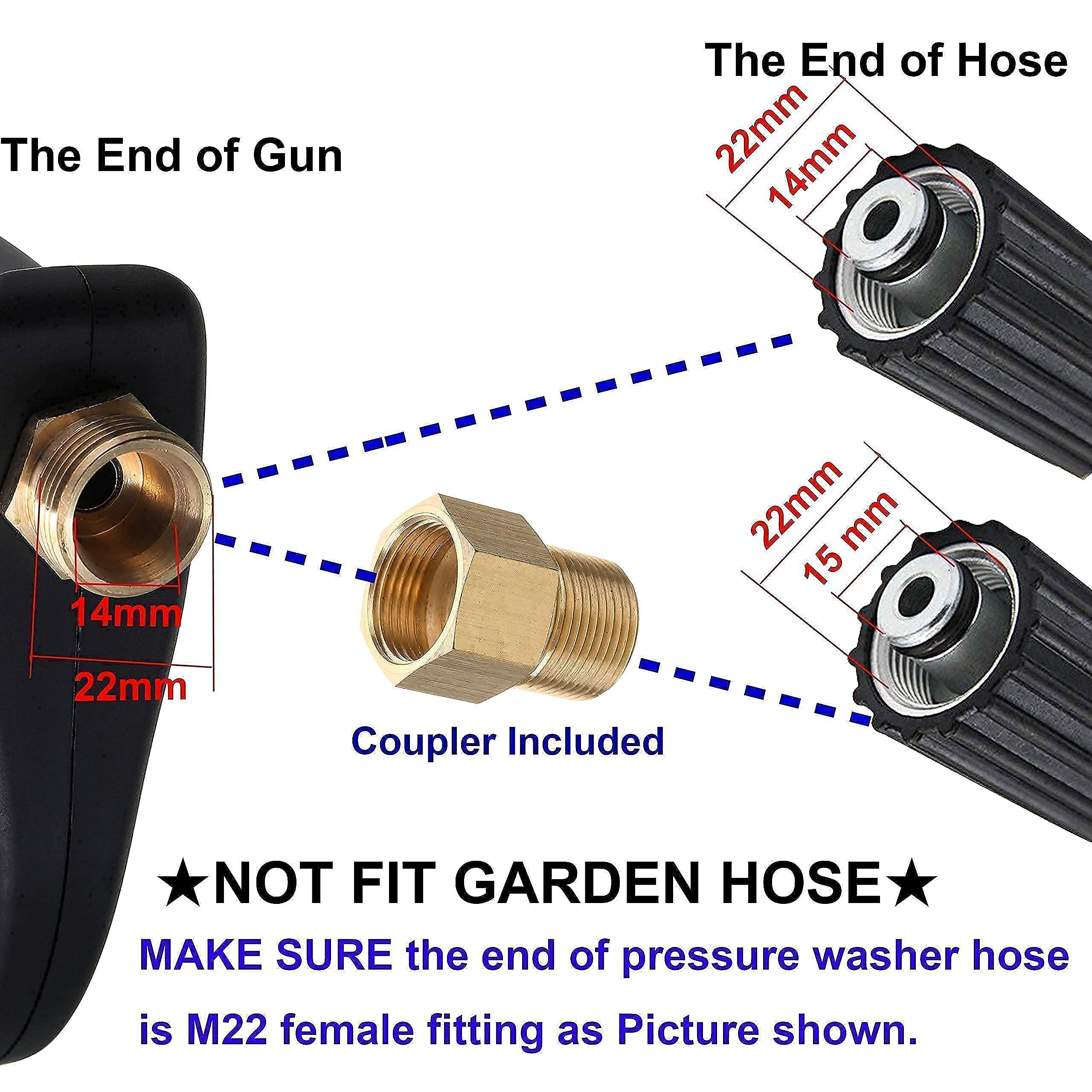 M MINGLE Pressure Washer Extension Wand, Pressure Washer Gun with Extension Wand, 5 Nozzle Tips