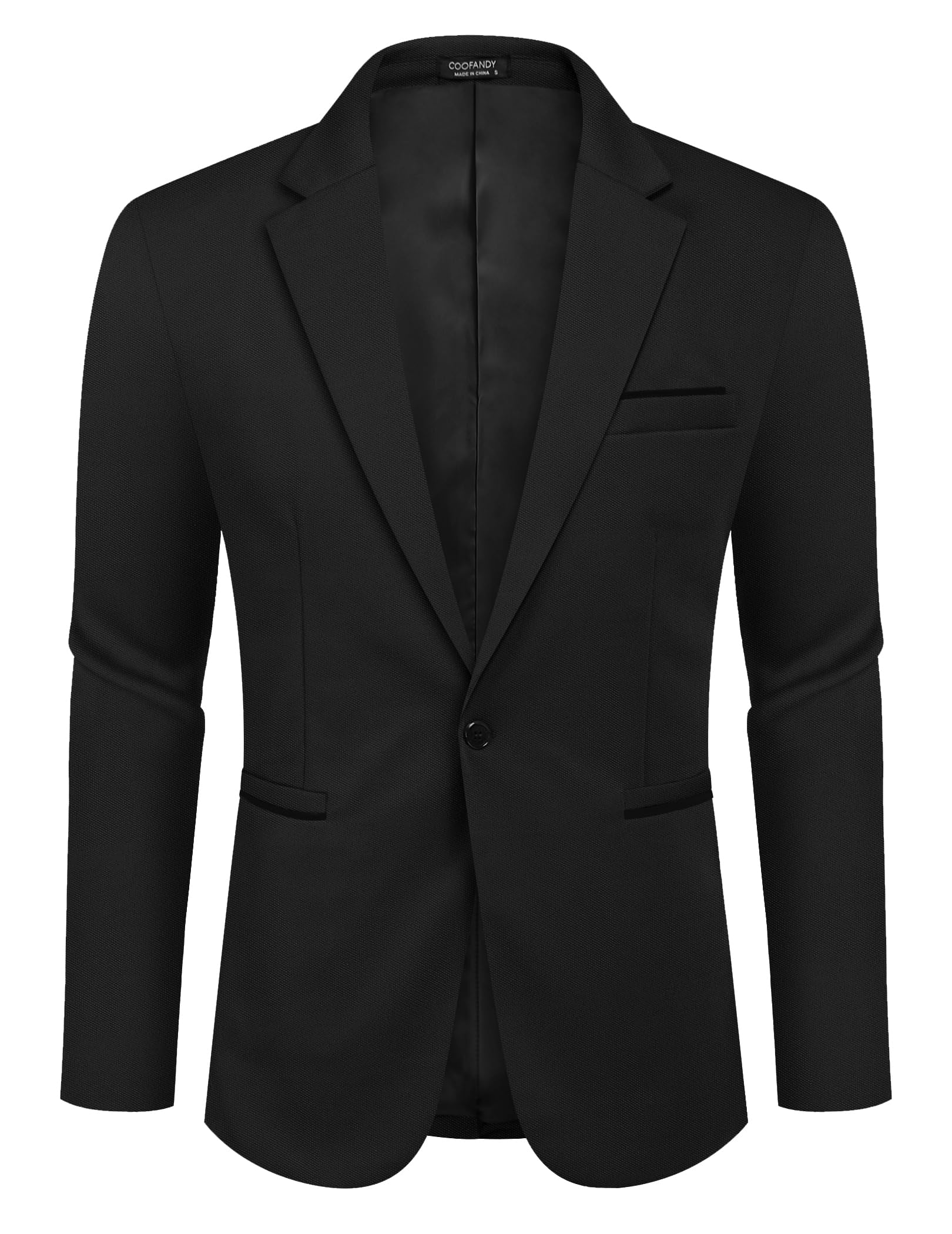 COOFANDY Men's Sportcoat Slim Fit Notched Lapel Causal Party Blazer Jacket Black