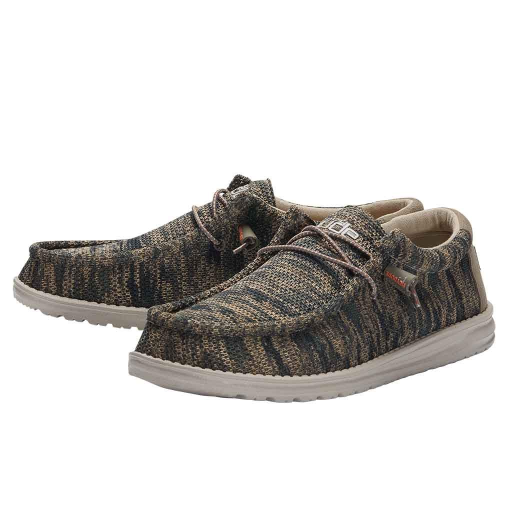 Hey Dude Men's Wally Sox Woodland Camo Size 10 | Men’s Shoes | Men's Lace Up Loafers | Comfortable & Light-Weight