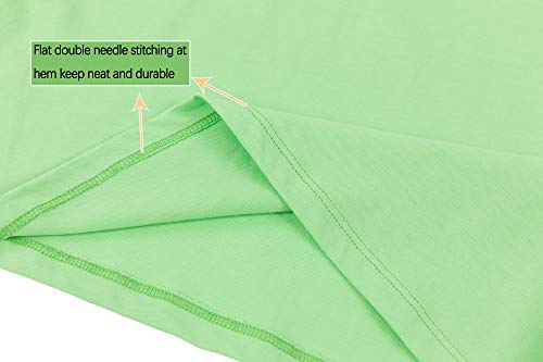 ALWAYSONE Kid's Short Sleeve T-Shirt Girls' Cotton Jersey Tee Crewneck Boys' T-Shirts Solid and Striped Tee Shirt 3-12 Years (Light Green-m)