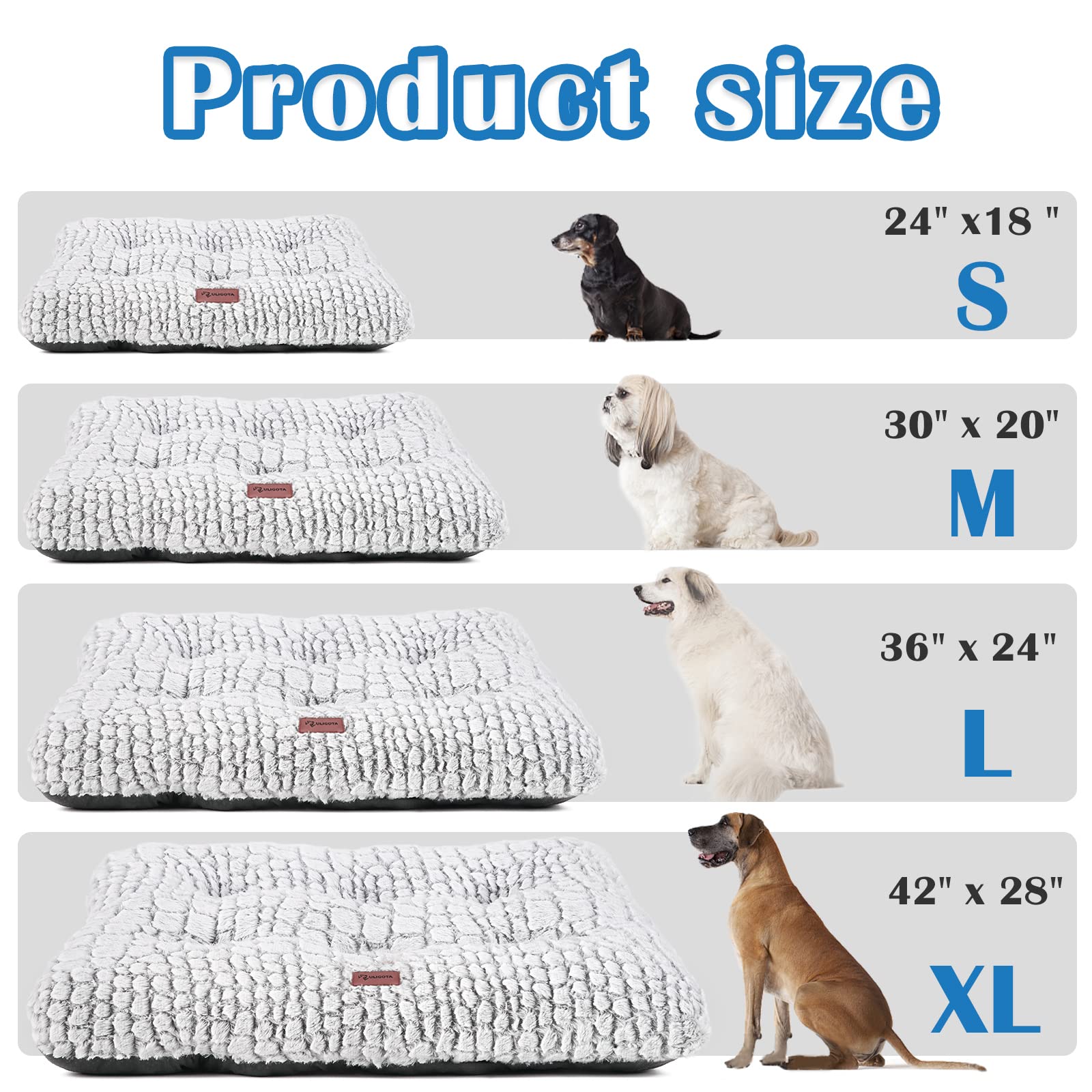 ULIGOTA Dog Bed Crate Pad Plush Dog Crate Mat for Small Medium Large Dogs Soft Dog Bed Anti Slip Fulffy Comfy Kennel Pad