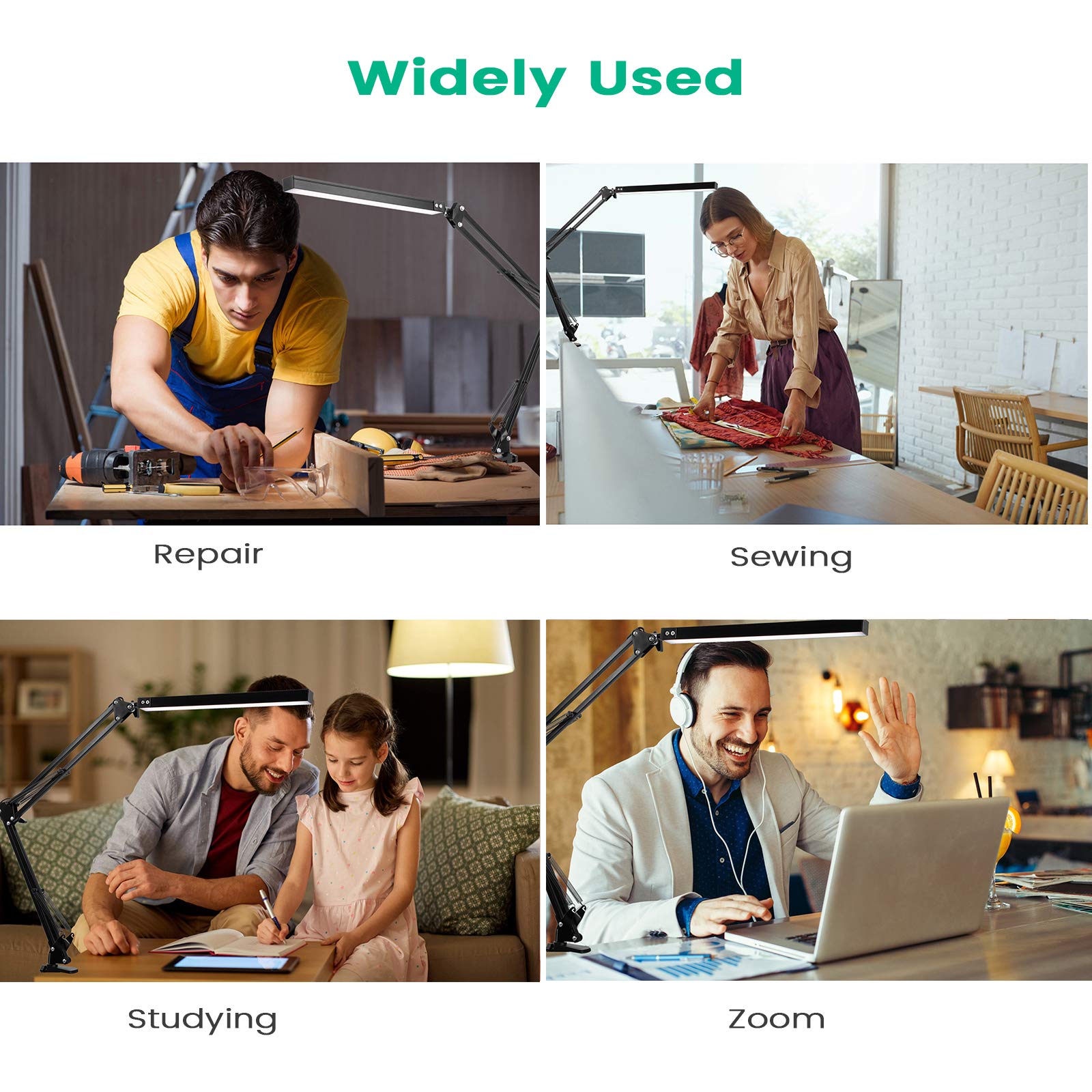 LED Bar Clamp Swing Arm Desk Lamp for Architect Drafting and Computer Light