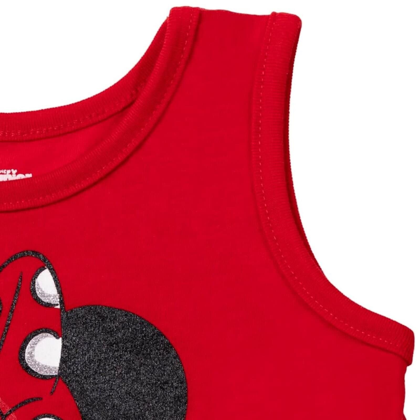 Disney Minnie Mouse Toddler Girls Tank Top French Terry Shorts and Scrunchie 3 Piece Outfit Set Red SizeDescription1