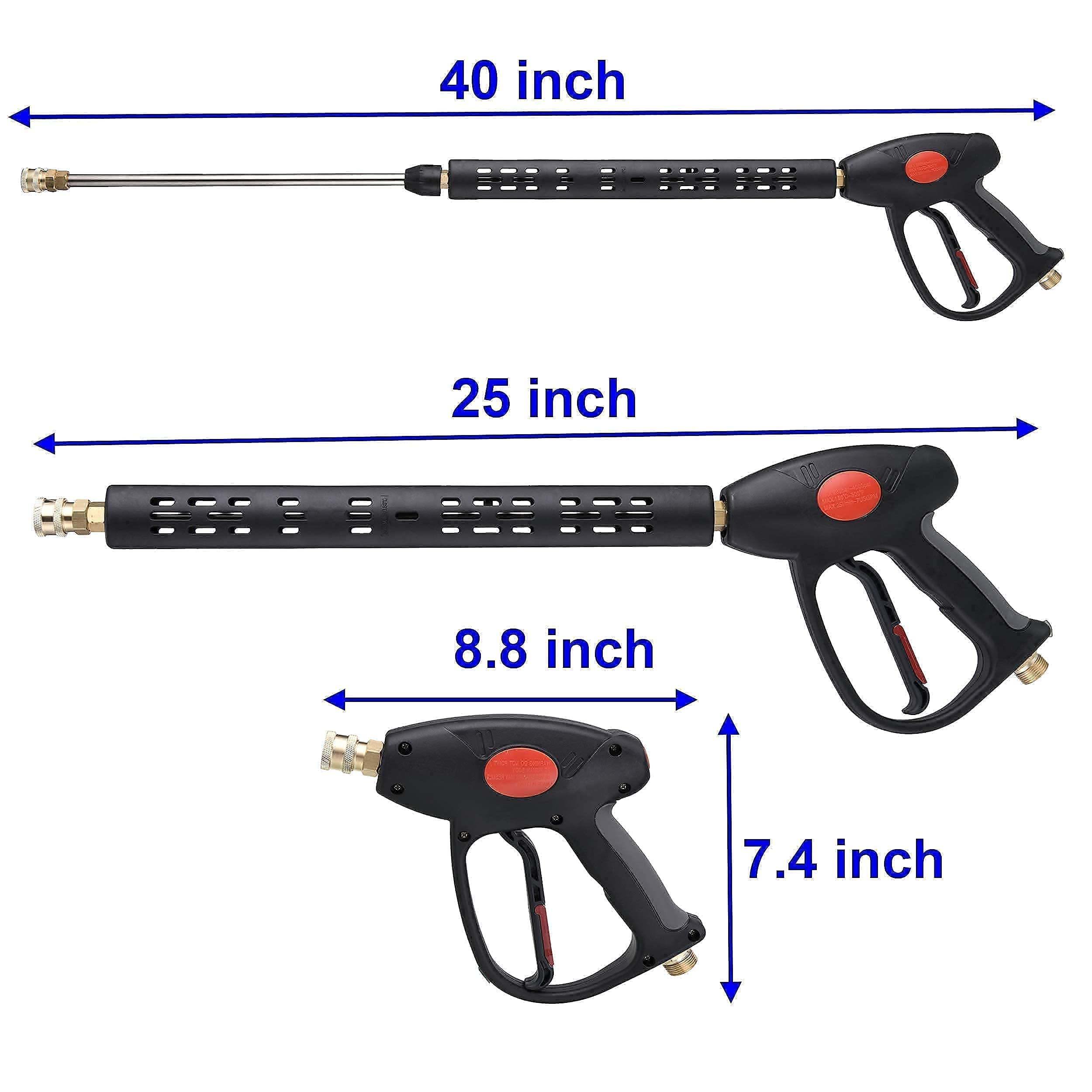 M MINGLE Pressure Washer Extension Wand, Pressure Washer Gun with Extension Wand, 5 Nozzle Tips