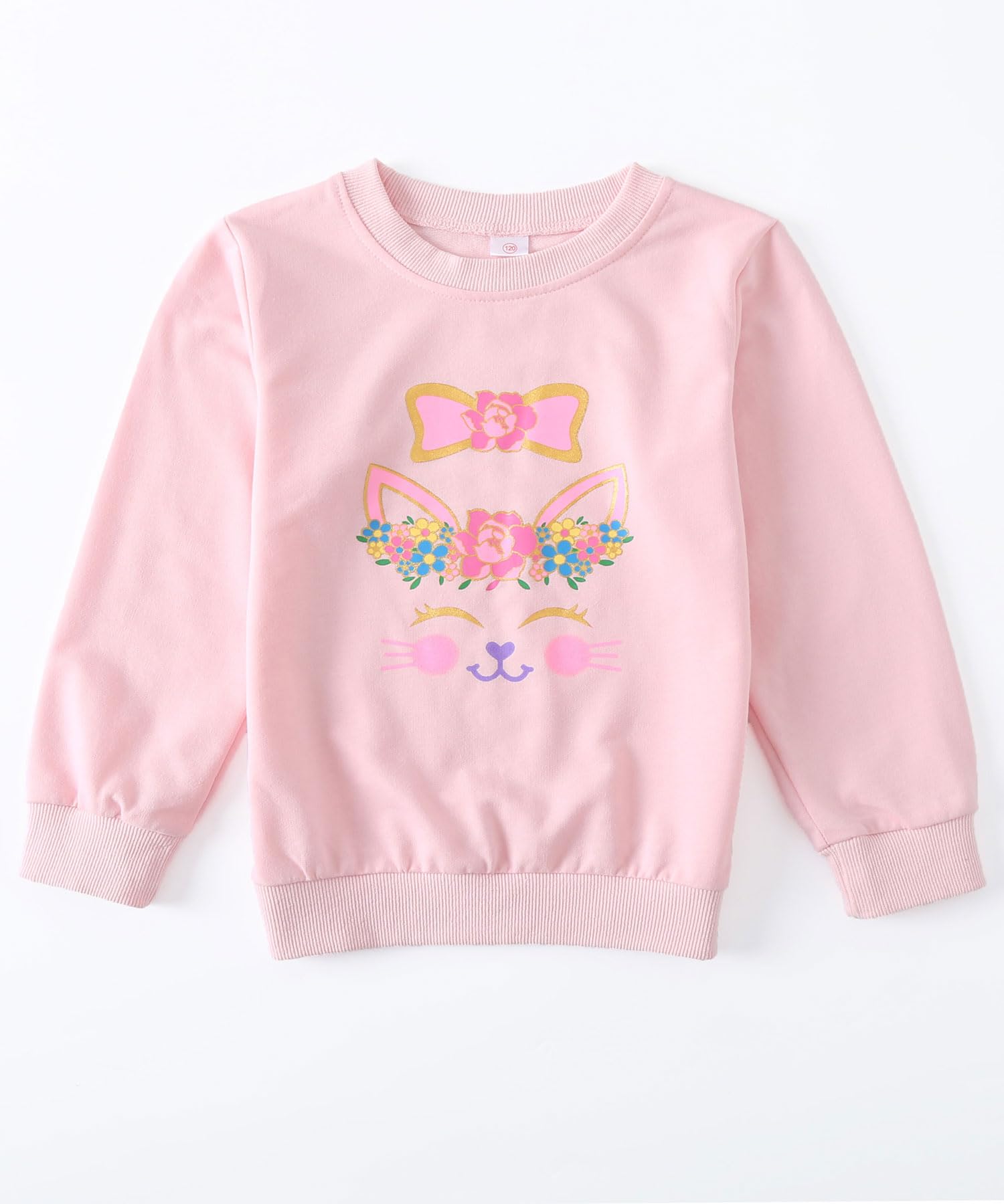 Cute Little Girls Clothing Long Sleeve Sweatshirts Pants 2 Piece Outfits Set 2-8T (8 Years, Pink-Cat)