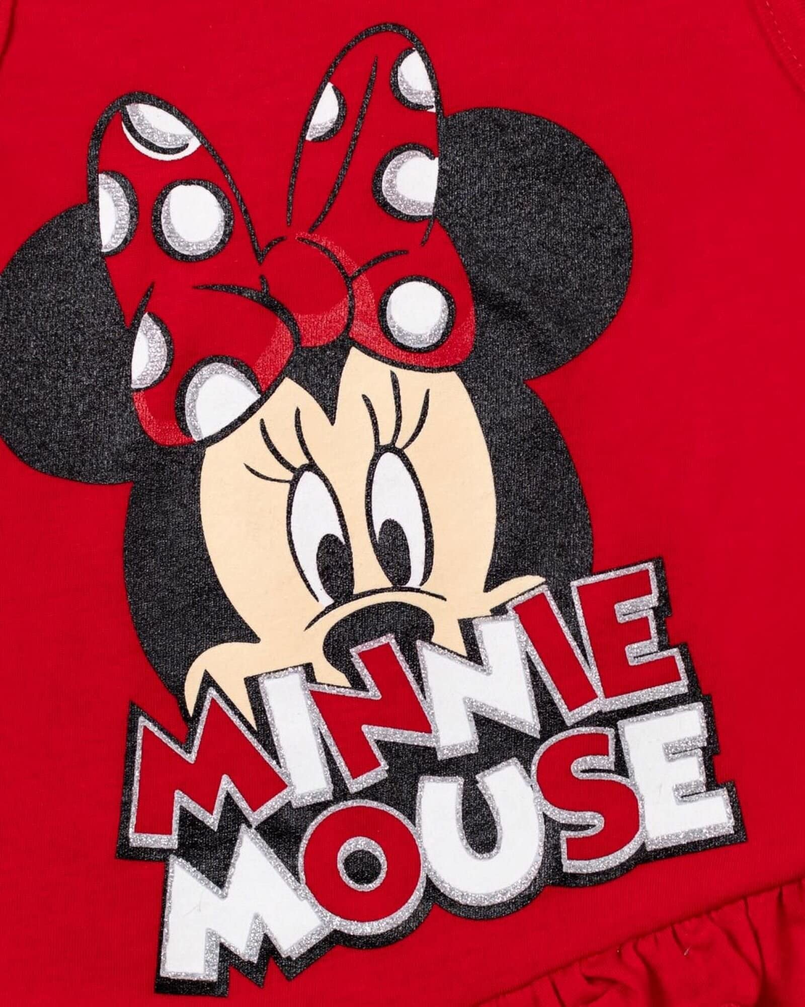 Disney Minnie Mouse Toddler Girls Tank Top French Terry Shorts and Scrunchie 3 Piece Outfit Set Red SizeDescription1