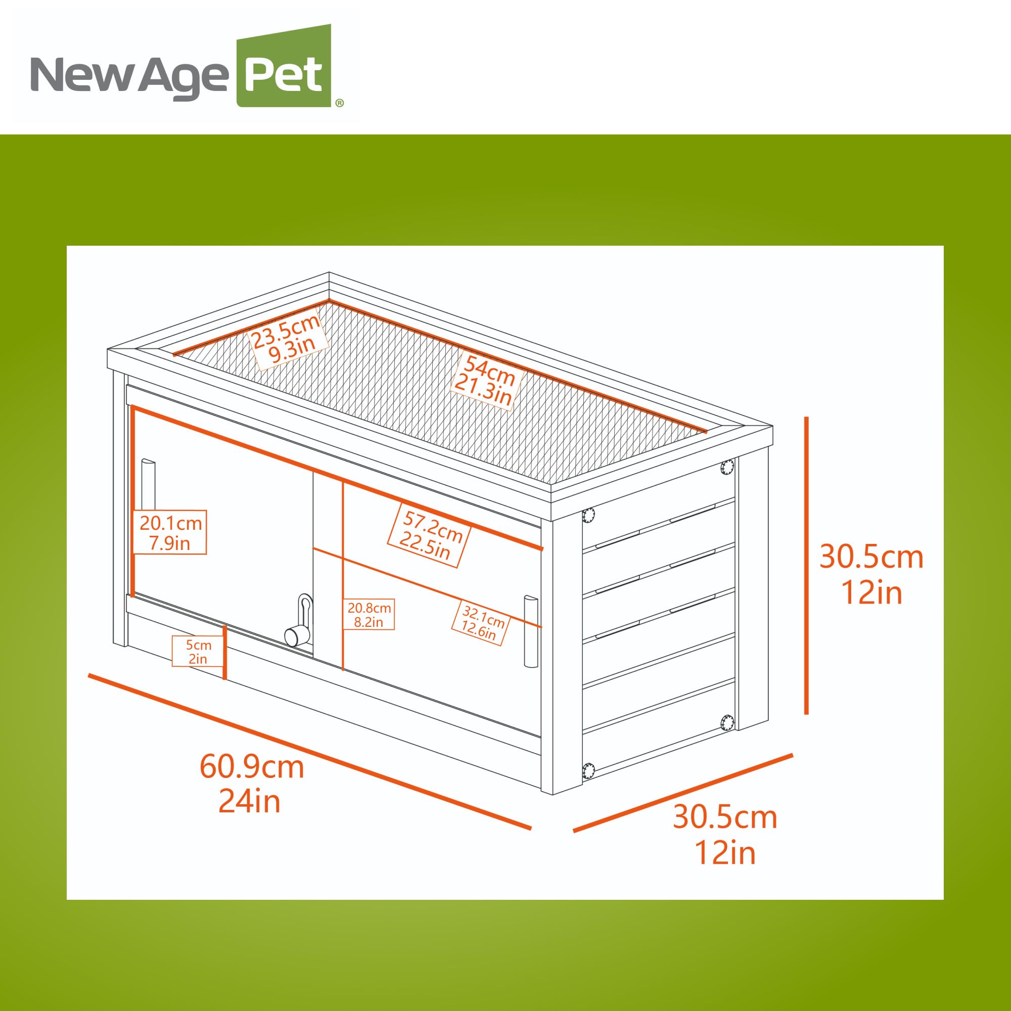 New Age Pet ECOFLEX 24-Inch Mojave Reptile Lounge in Grey - Durable Wood Plastic Composite Habitat with Ventilated Side Panels, Removable Sliding Glass Doors, and Mesh Screen Top