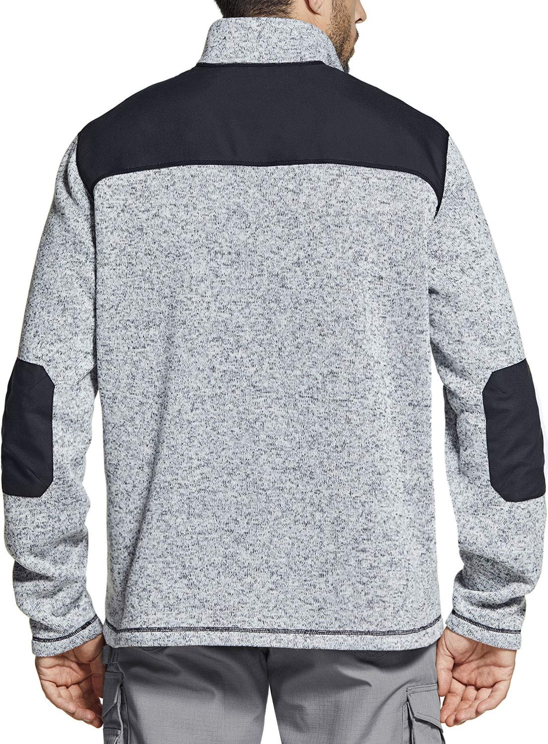 CQR Men's Thermal Fleece Half Zip Pullover, Winter Outdoor Warm Sweater, Lightweight Long Sleeve Sweatshirt, Half Zip Sweater Fleece Heather Grey, Large