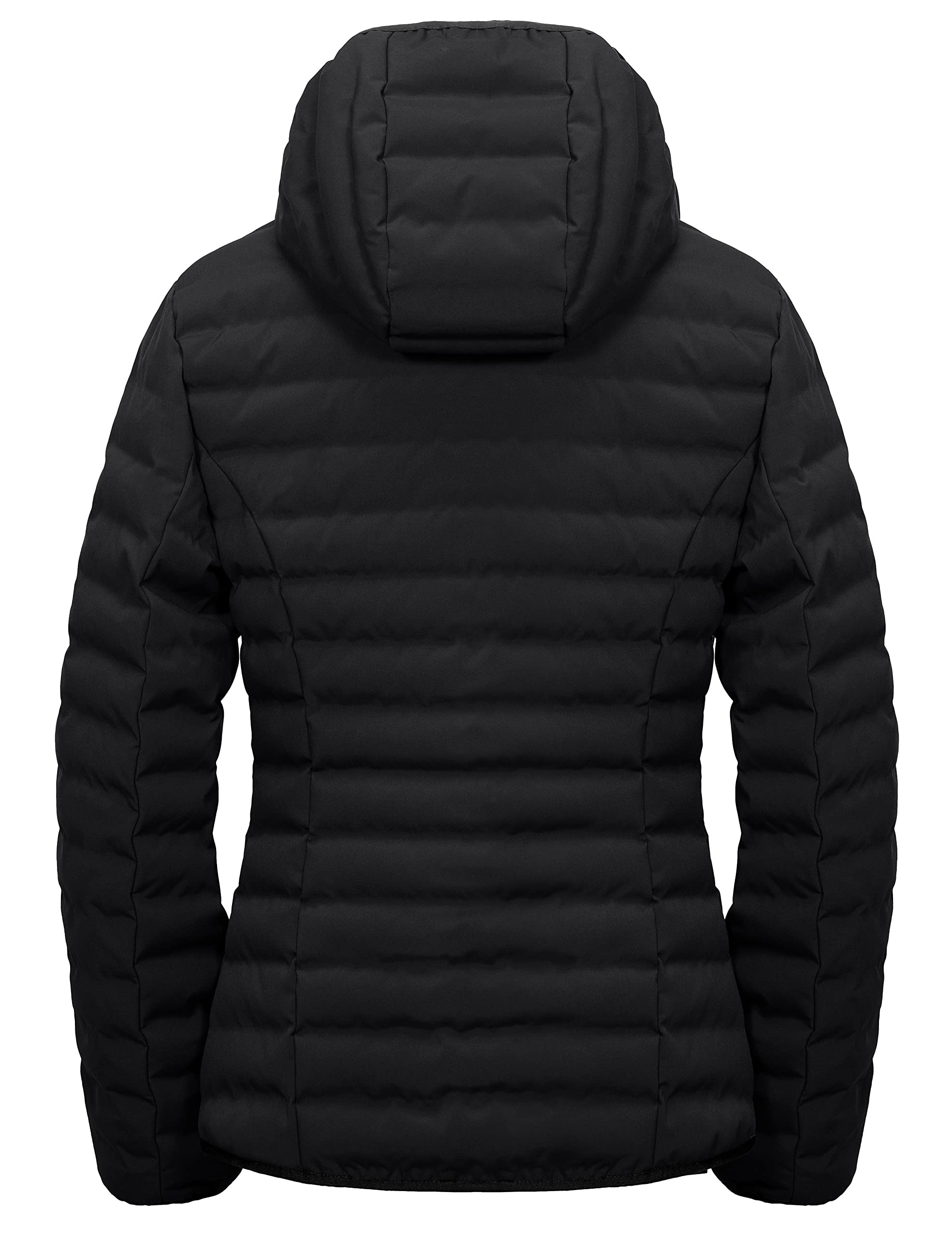Little Donkey Andy Women's Warm Waterproof Puffer Jacket Hooded Windproof Winter Coat with Recycled Insulation Upgraded Black XS
