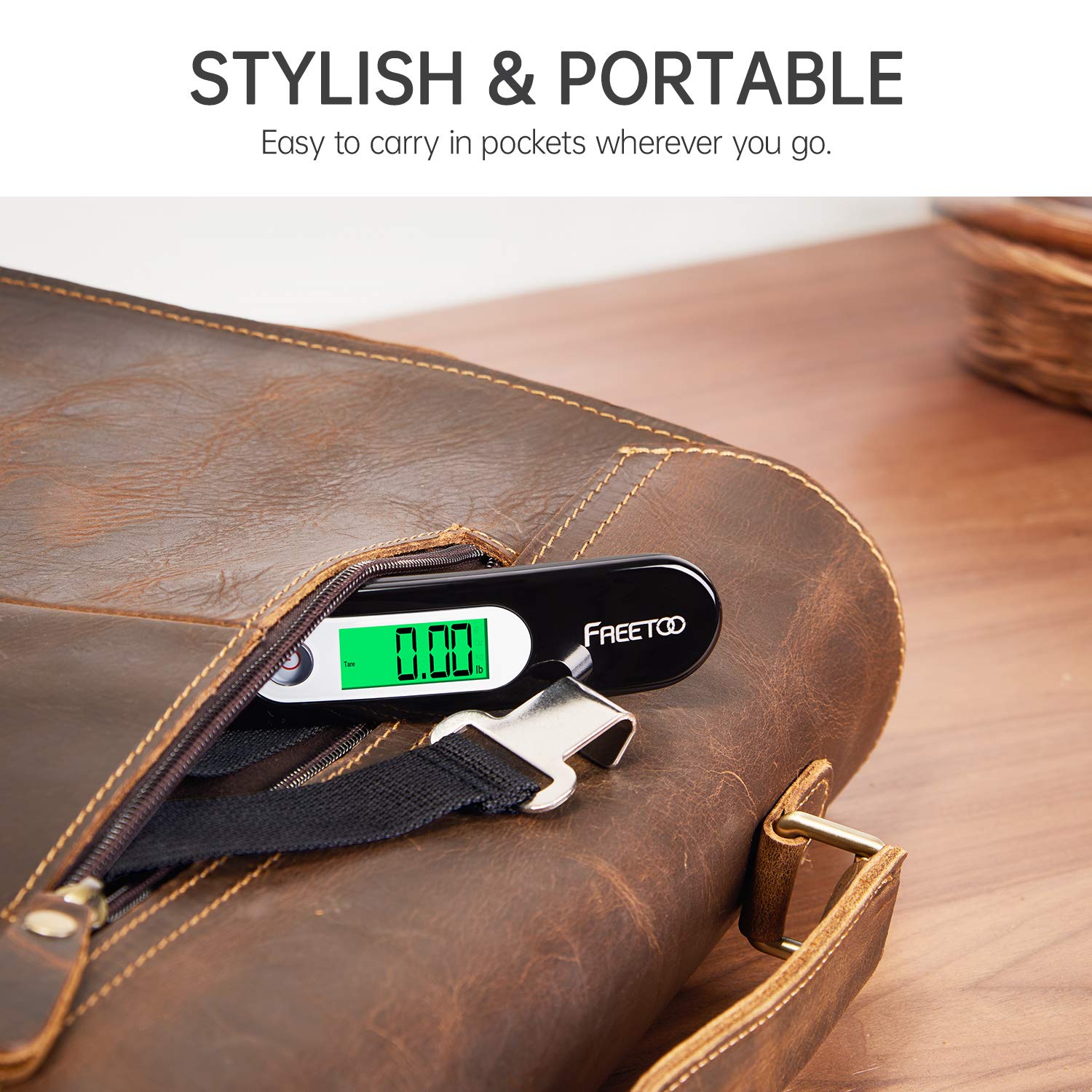 FREETOO Luggage Scale Portable Digital Hanging Scale for Travel, Suitcase Weight Scale with Superior Piano Lacquer 110 Lb/ 50Kg Capacity, Battery Included (Black)