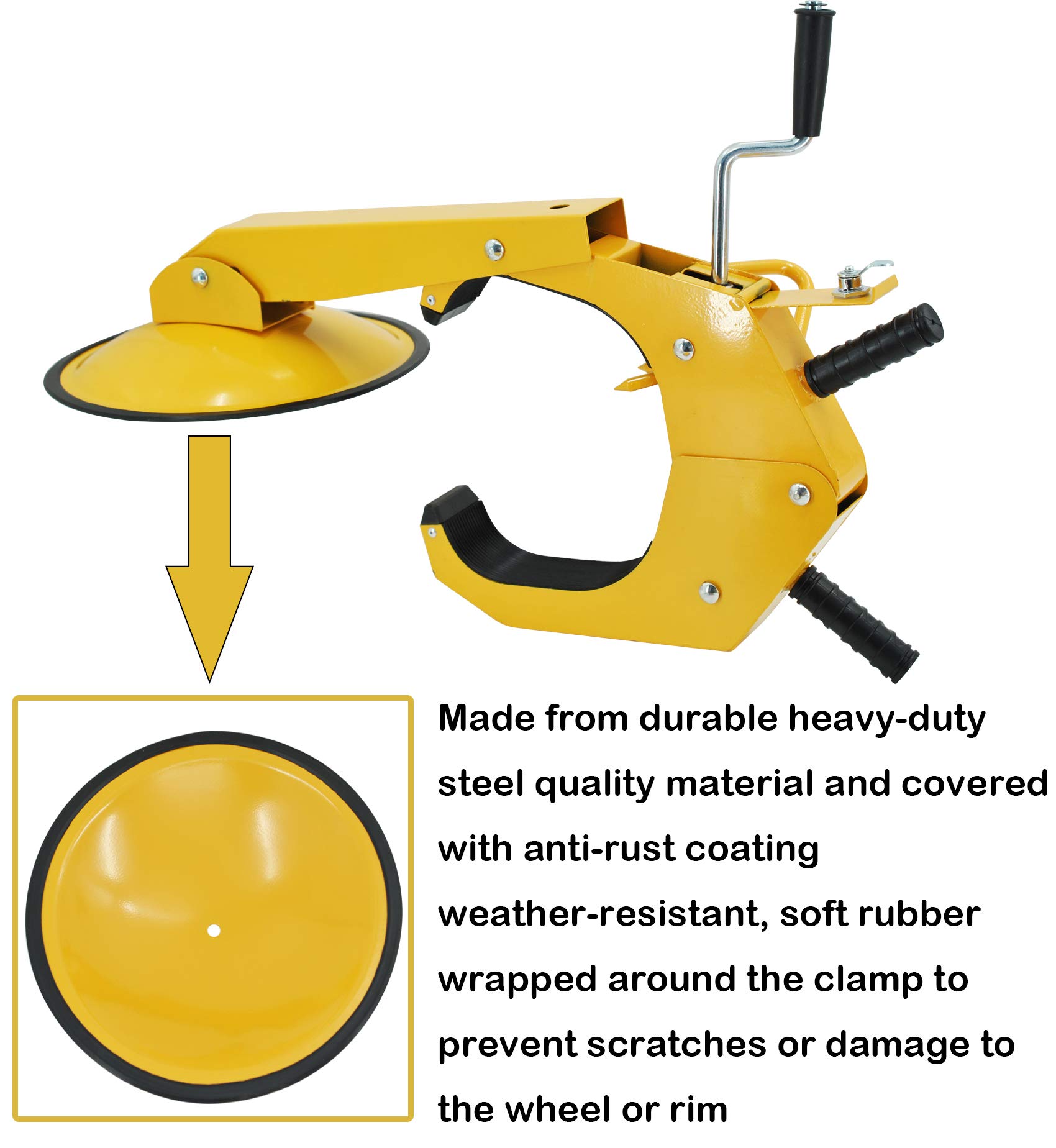 2 Pack Trailer Wheel Lock Clamp Boot Adjustable for RV Boat Trailer Truck Auto Car Heavy Duty Steel Anti-Theft Tire Lock Trailer Boot Towing Security Device