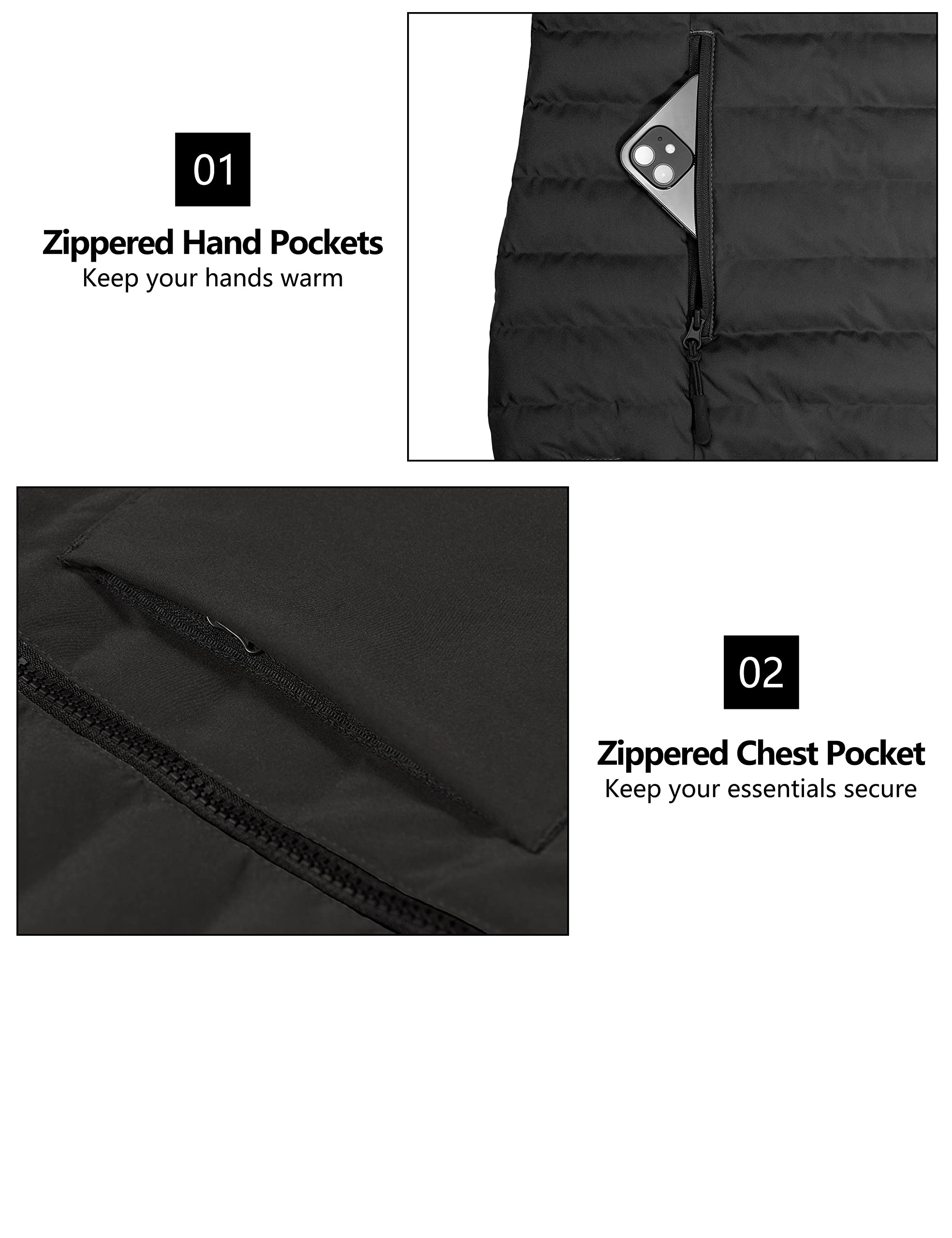 Little Donkey Andy Women's Warm Waterproof Puffer Jacket Hooded Windproof Winter Coat with Recycled Insulation Upgraded Black XS