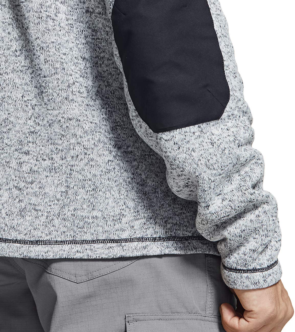 CQR Men's Thermal Fleece Half Zip Pullover, Winter Outdoor Warm Sweater, Lightweight Long Sleeve Sweatshirt, Half Zip Sweater Fleece Heather Grey, Large