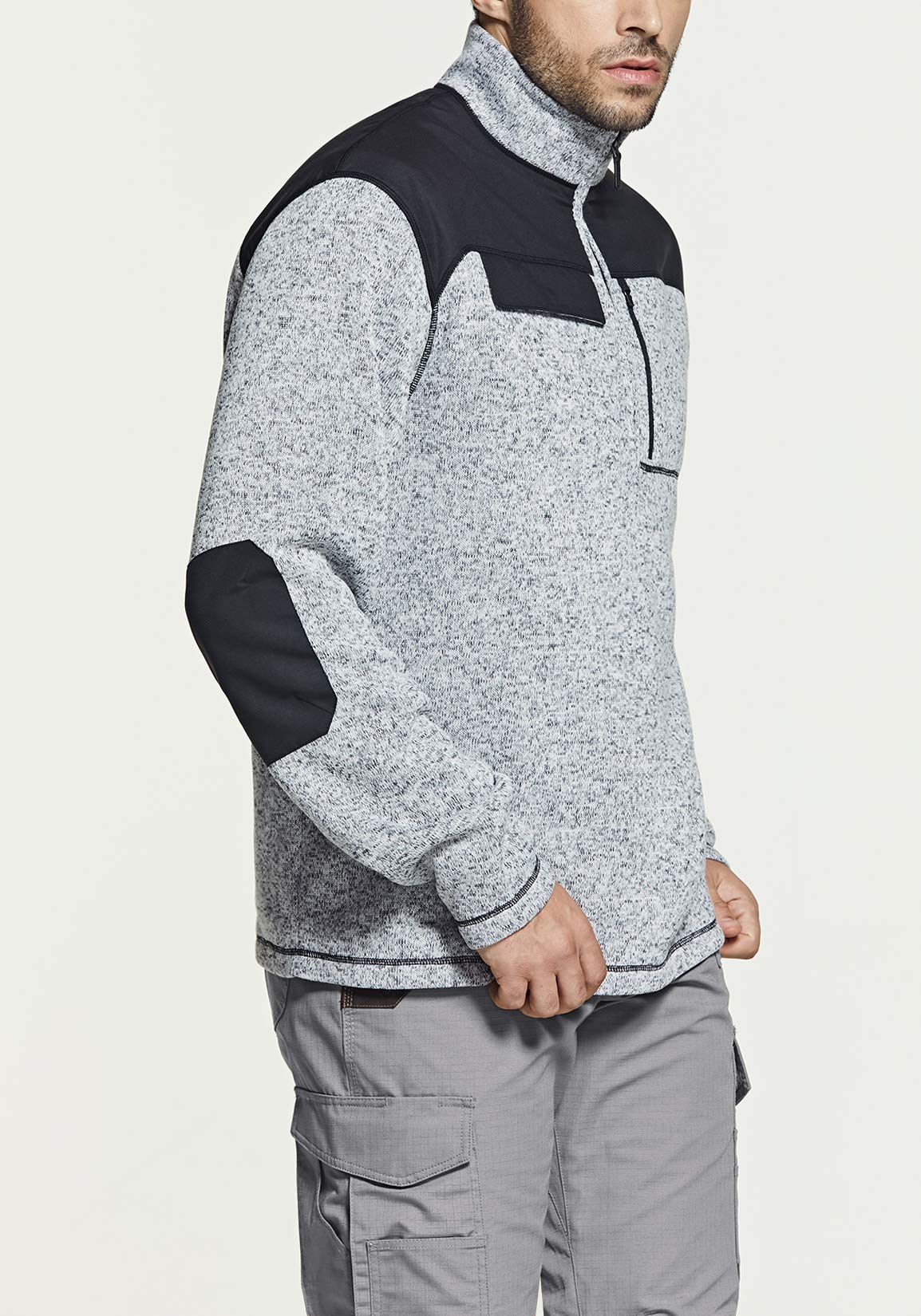 CQR Men's Thermal Fleece Half Zip Pullover, Winter Outdoor Warm Sweater, Lightweight Long Sleeve Sweatshirt, Half Zip Sweater Fleece Heather Grey, Large