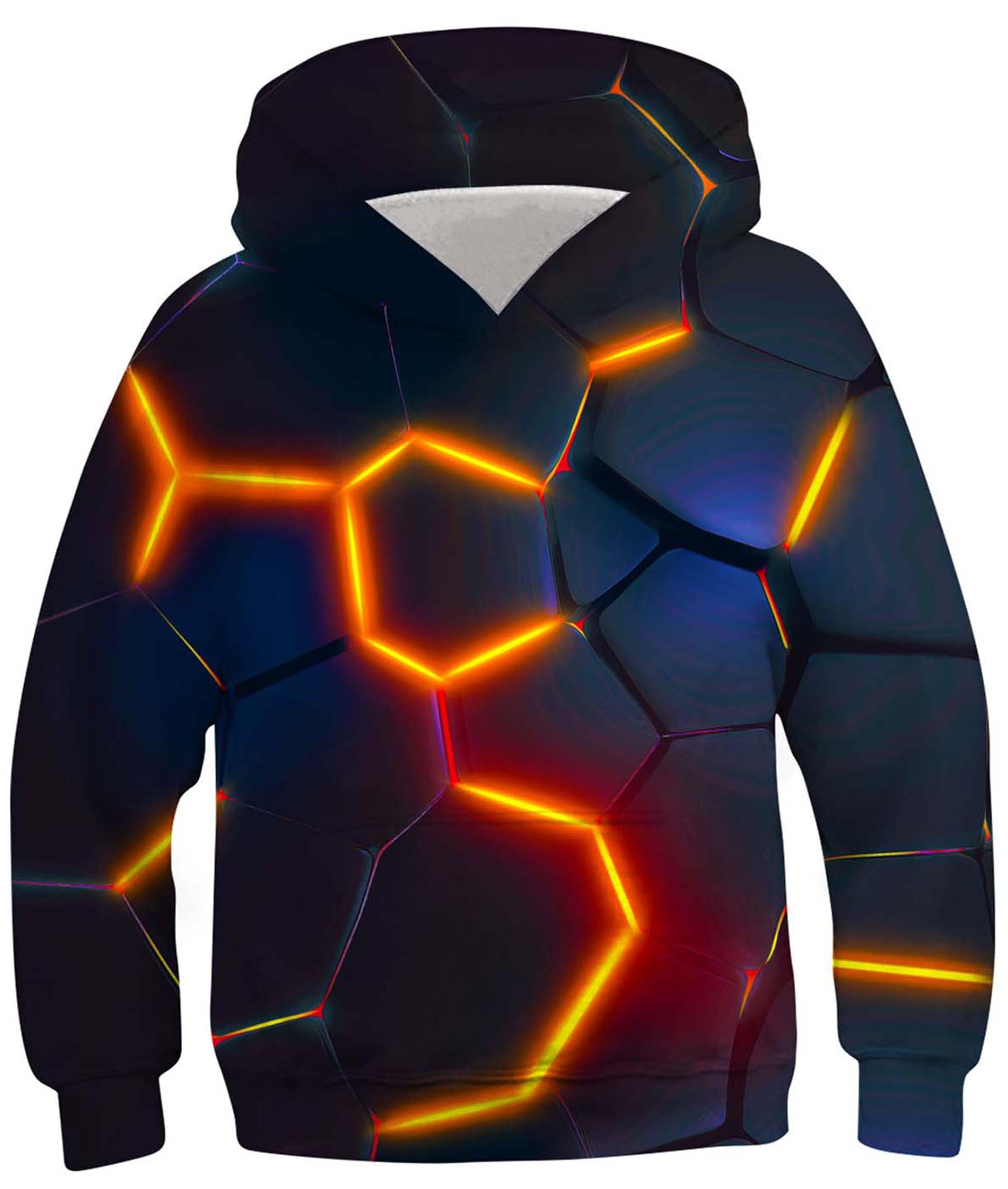 Ahegao Boys Navy Blue Hoodies for Kids 3D Printed Red Fire Pullover Sweatshirts With Big Pocket 6 7 8 Years Old Little Girls Casual Sports Shirt Sweater Children Winter Hoody Clothes