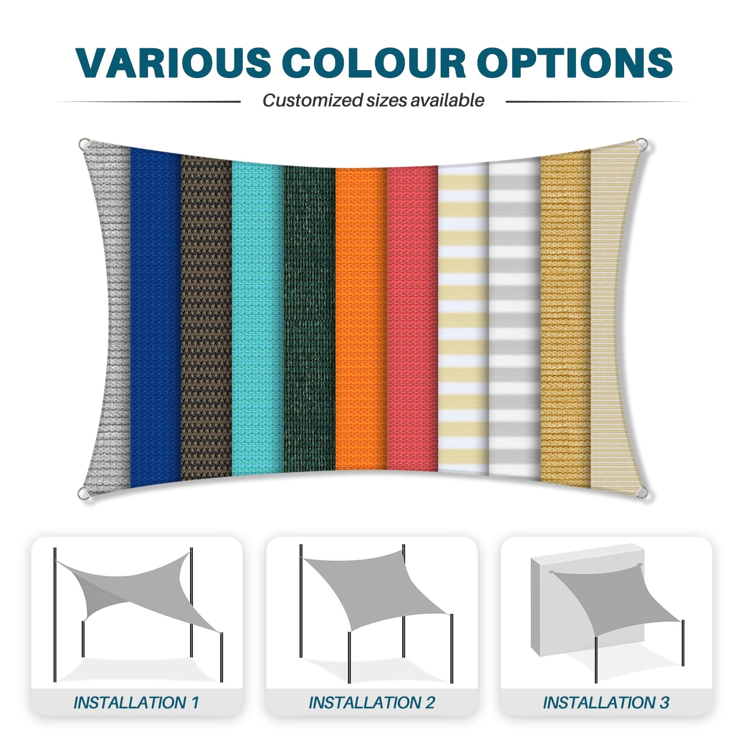Coarbor 12'x14' Sun Shade Sail Outdoor Canopy Cover Rectangle Heavy Duty Shade Cloth for Backyard Yard Deck Patio Garden Outdoor, Beige