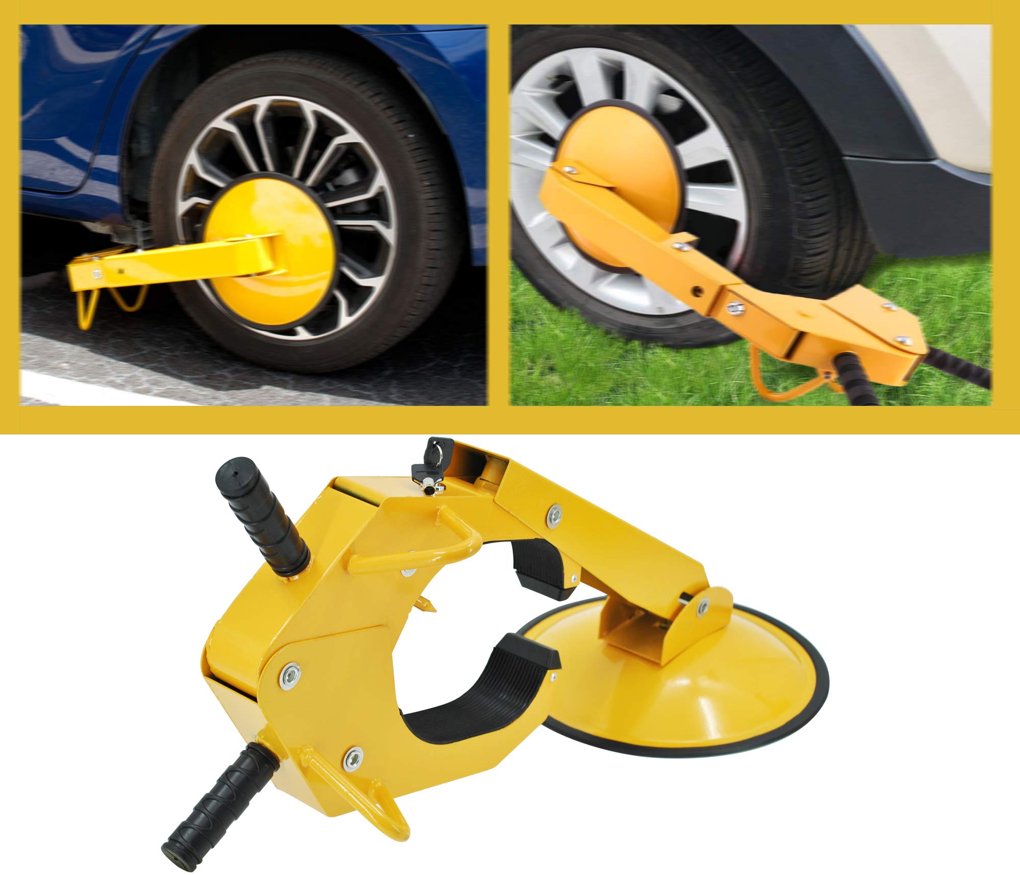 2 Pack Trailer Wheel Lock Clamp Boot Adjustable for RV Boat Trailer Truck Auto Car Heavy Duty Steel Anti-Theft Tire Lock Trailer Boot Towing Security Device
